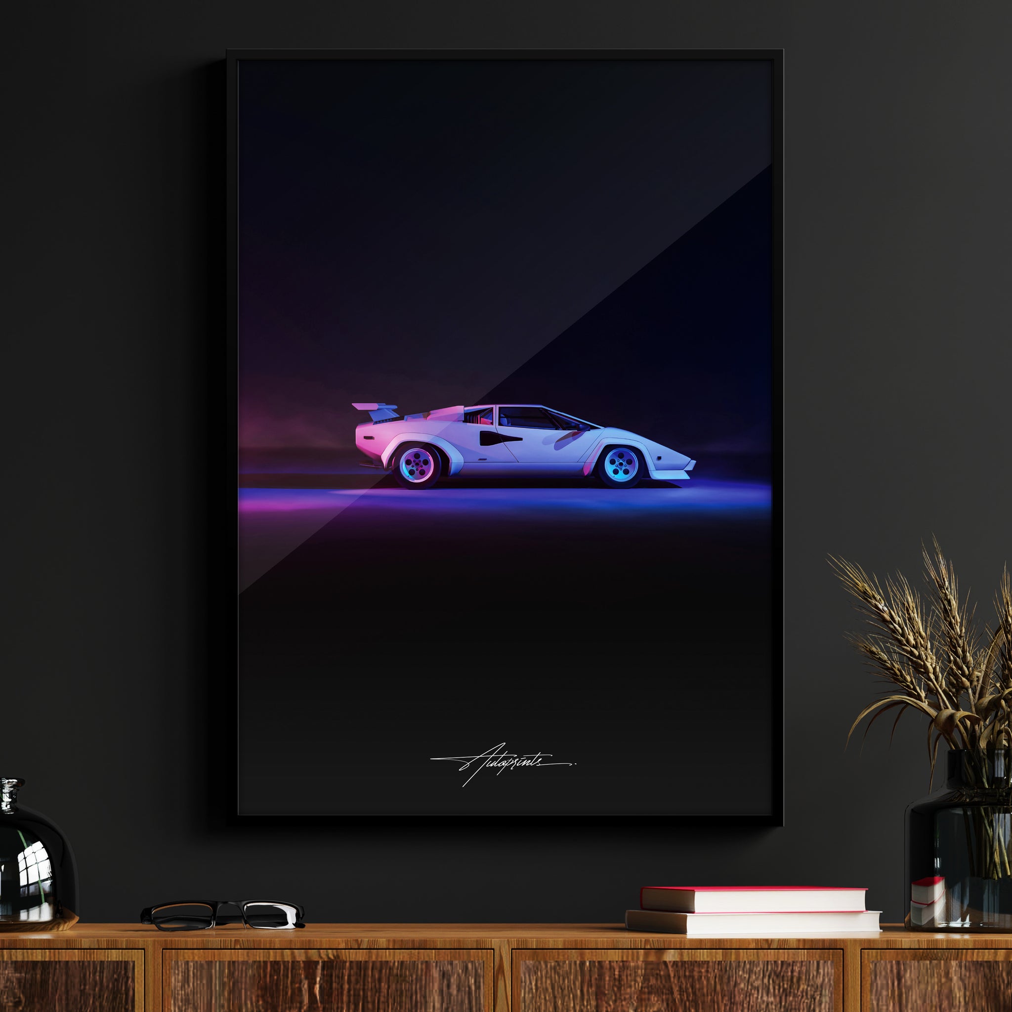 "Lamborghini Countach Neon 80s" AUTOPRINTS Custom Fine Art Print