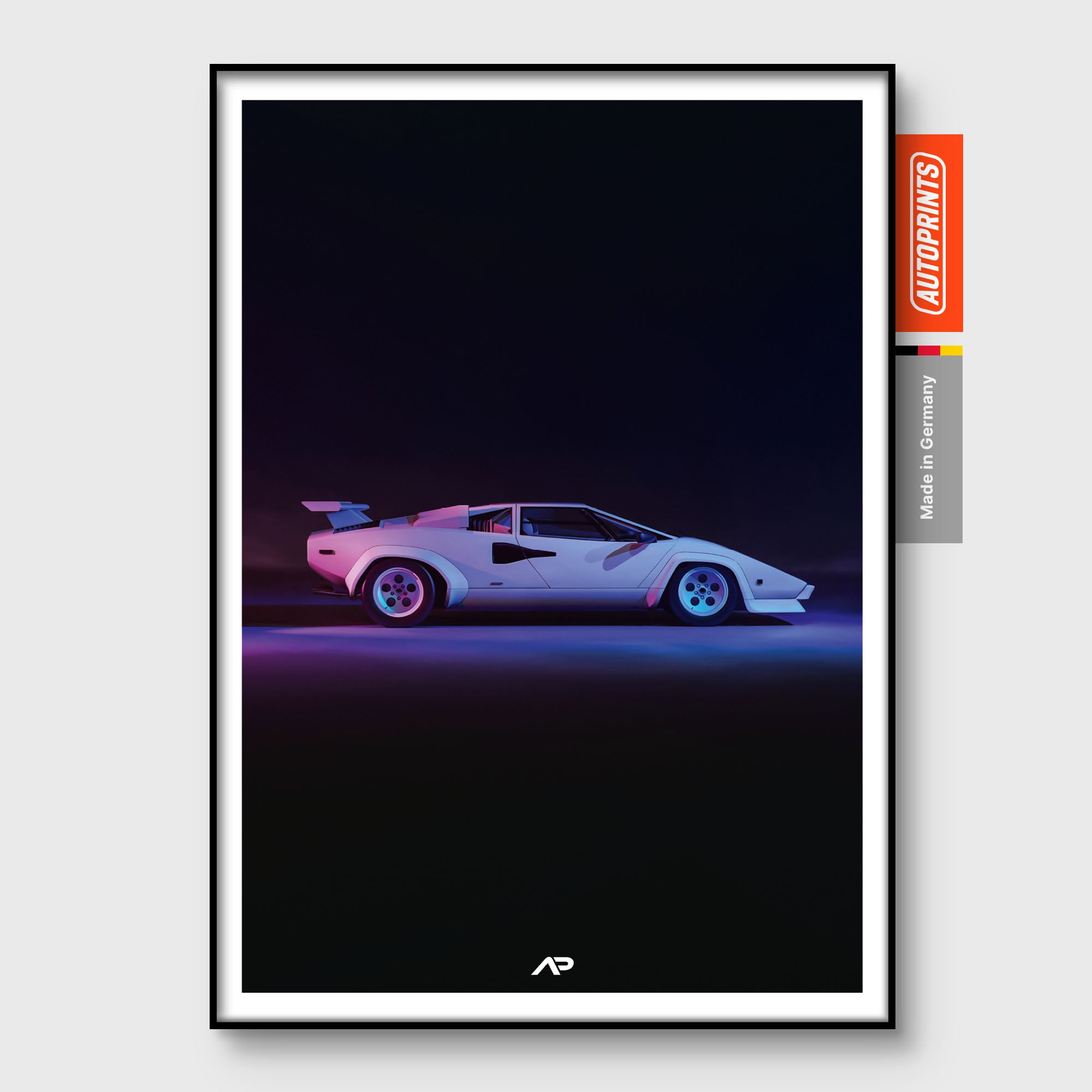 "Lamborghini Countach Neon" Autoprints Autoposter Kunstdruck