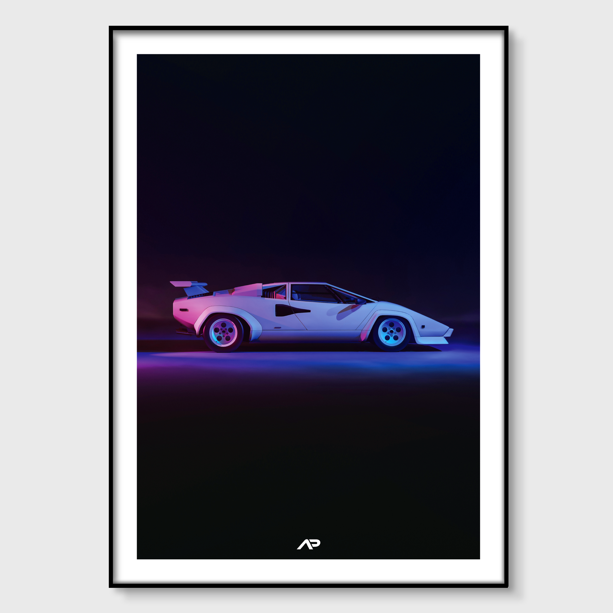 "Lamborghini Countach Neon" Autoprints Autoposter Kunstdruck