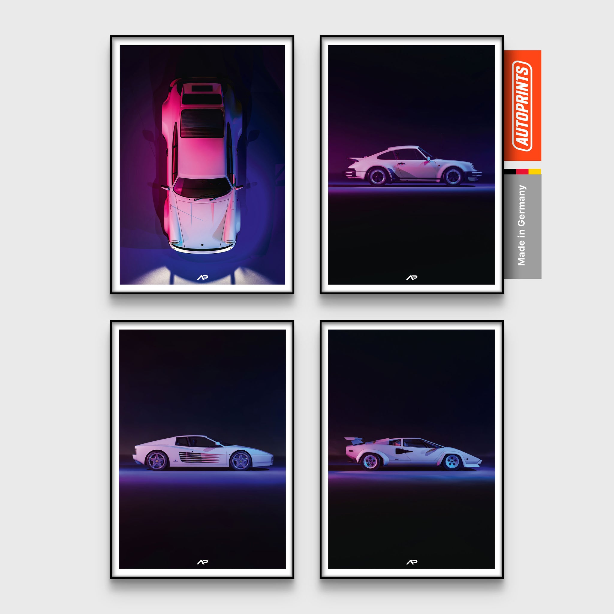 Neon Vice Bundle | Autoprints 50x70cm "80s Dream Cars" Poster Bundle