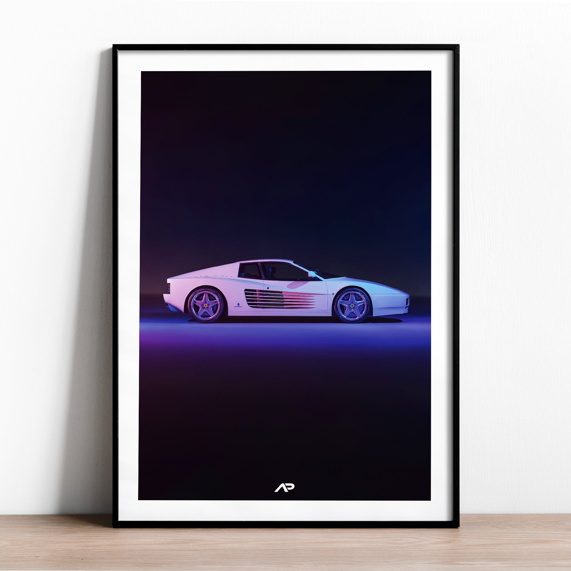 "Ferrari Testarossa Neon" Autoprints Autoposter Kunstdruck